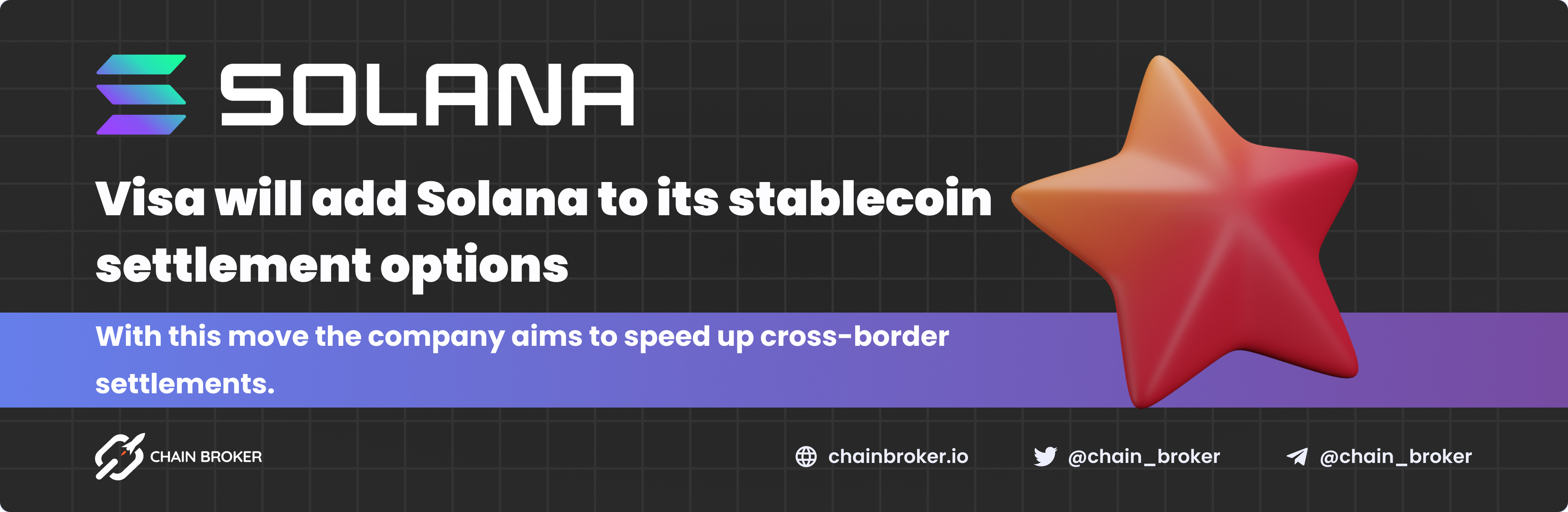 Visa will add Solana to its stablecoin settlement options. | Chain Broker